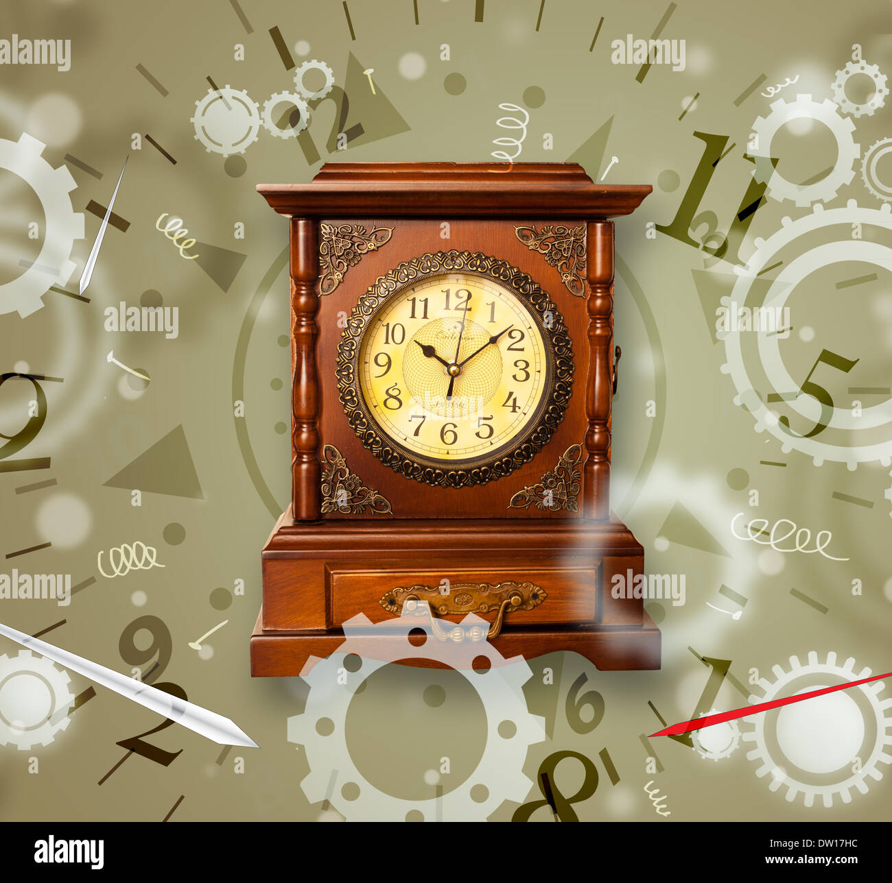 Vintage clock with numbers on the side Stock Photo - Alamy