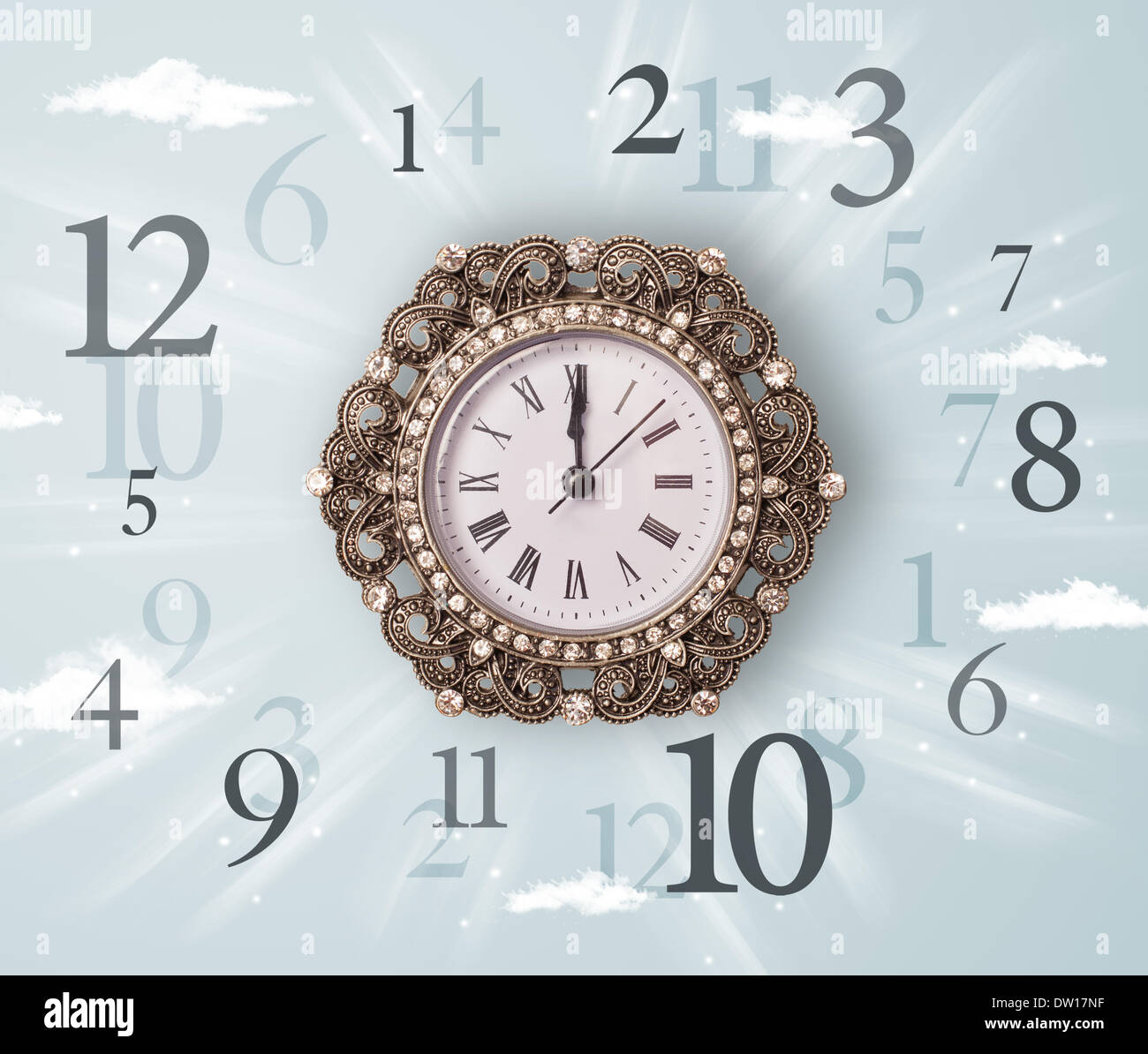 Vintage clock with numbers on the side Stock Photo - Alamy