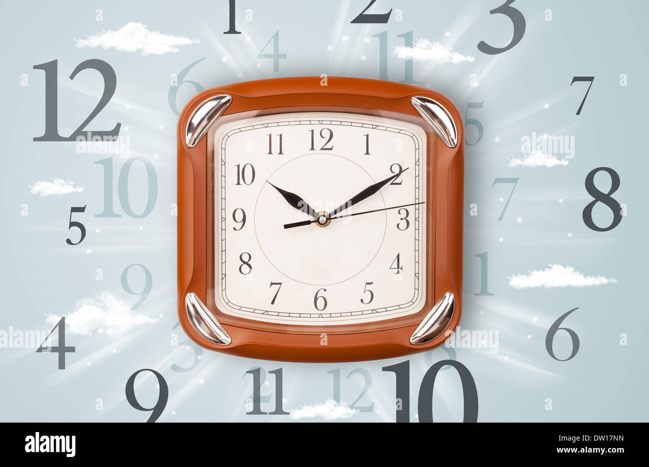 Modern clock with numbers on the side Stock Photo - Alamy