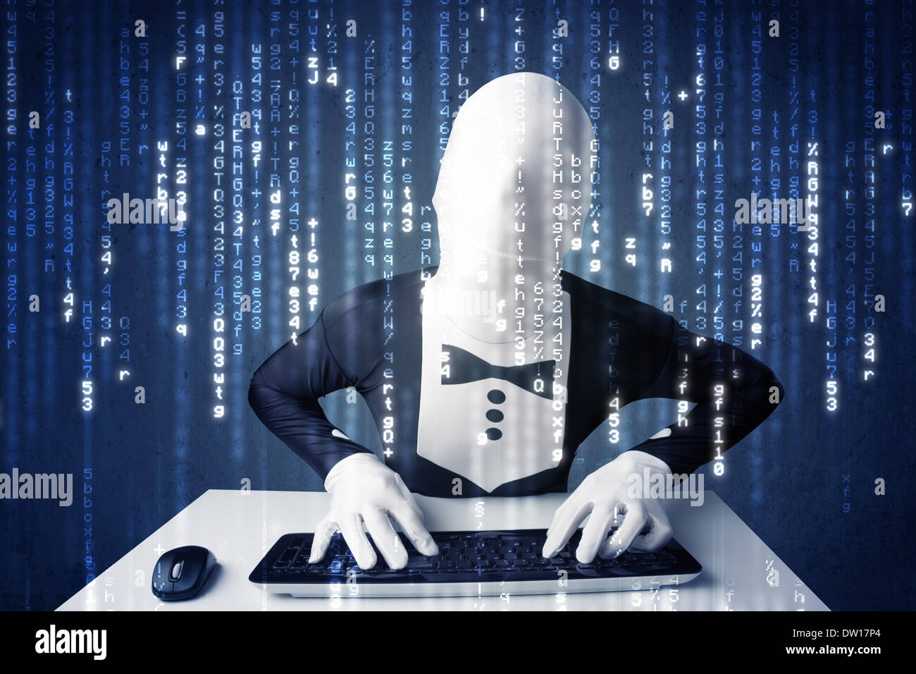 Hacker In Body Mask Decoding Information From Futuristic Network