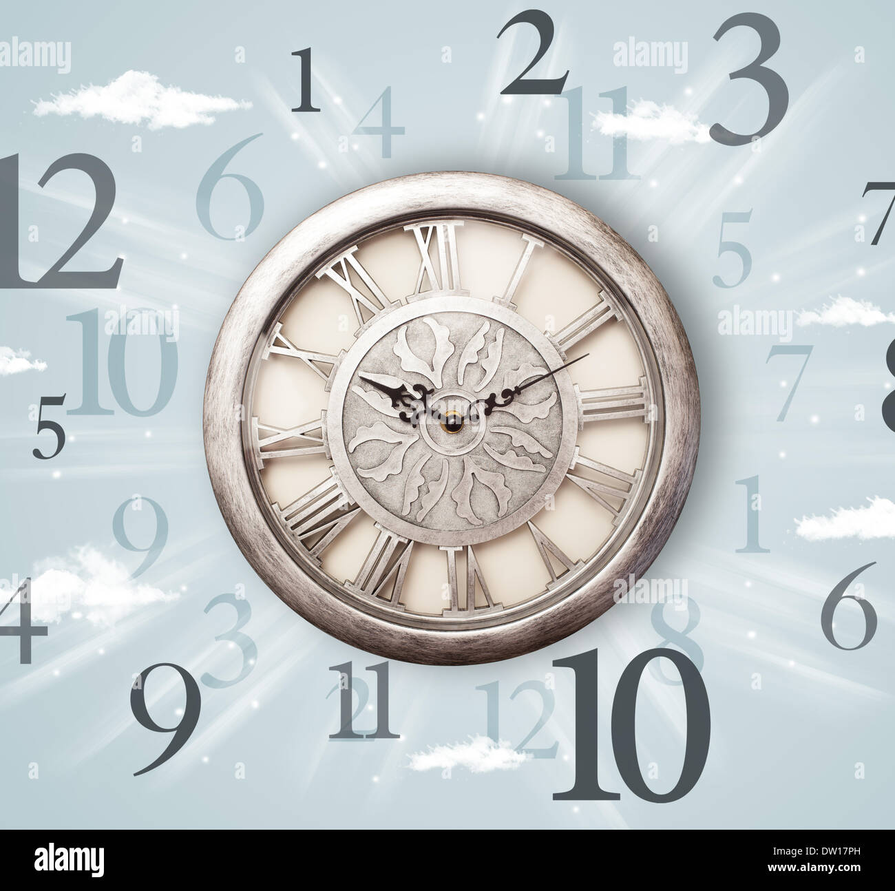 Vintage clock with numbers on the side Stock Photo - Alamy