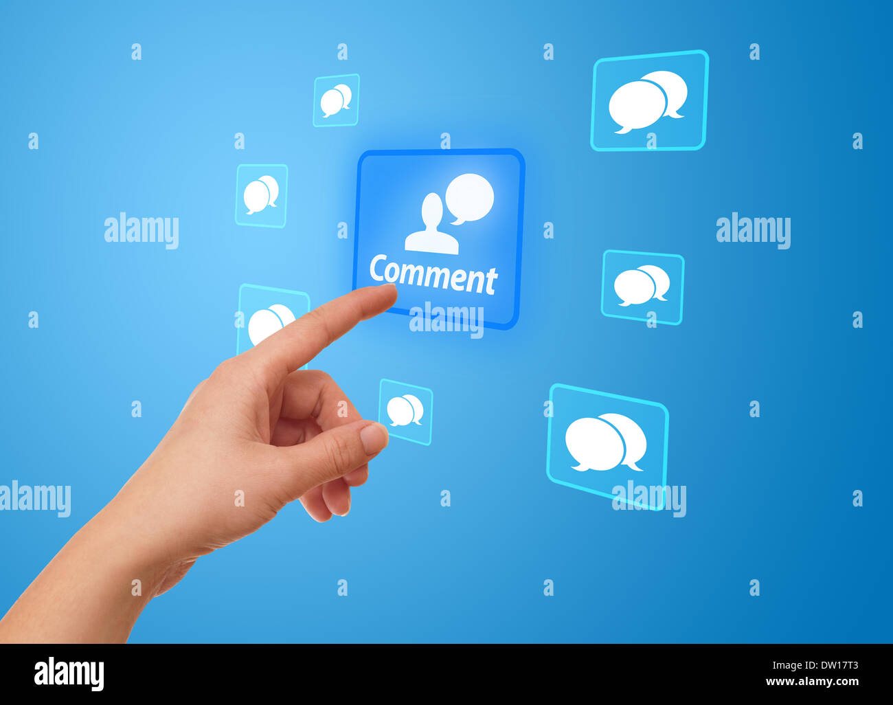 hand pressing social network icon Stock Photo - Alamy