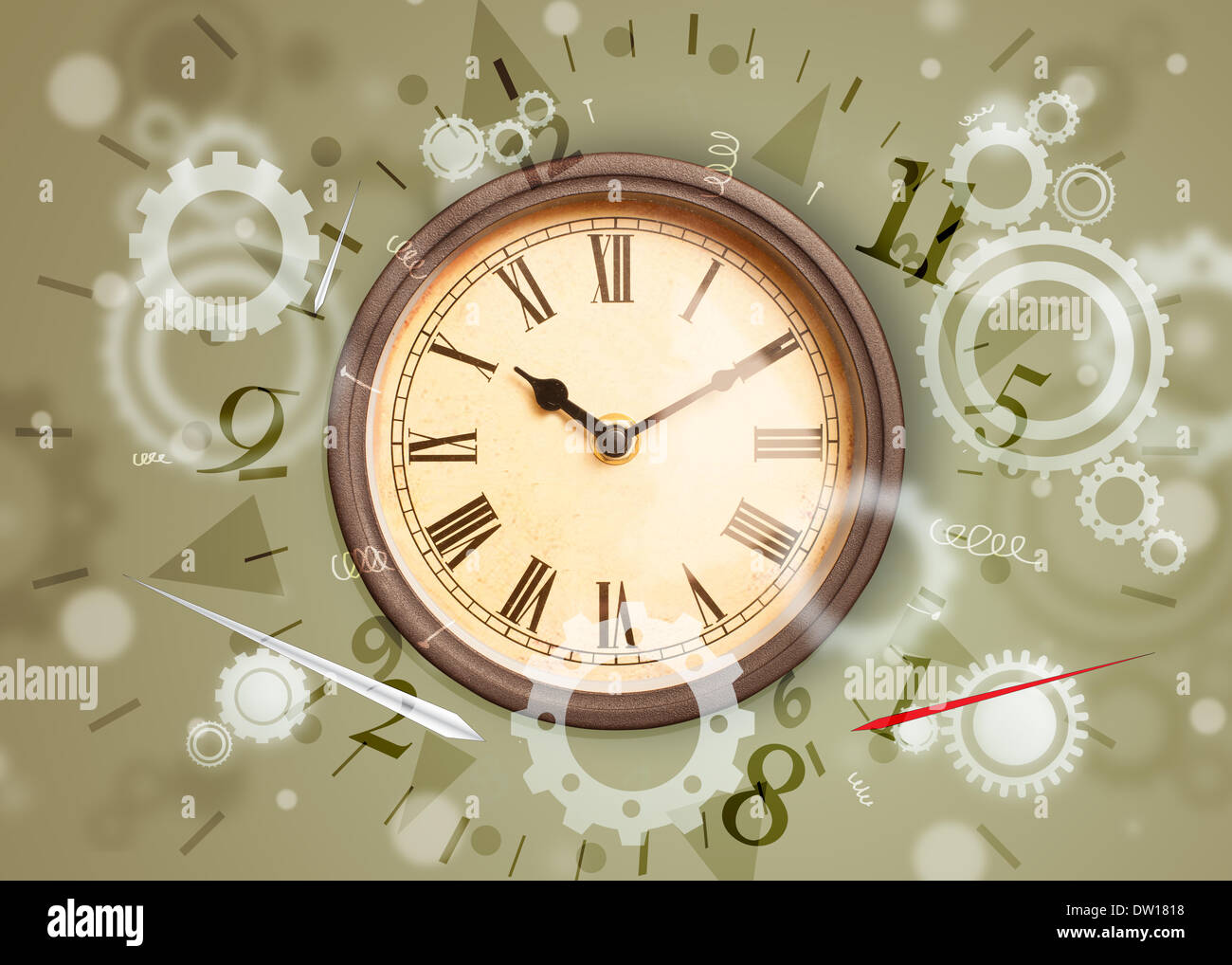 Vintage clock with numbers on the side Stock Photo - Alamy