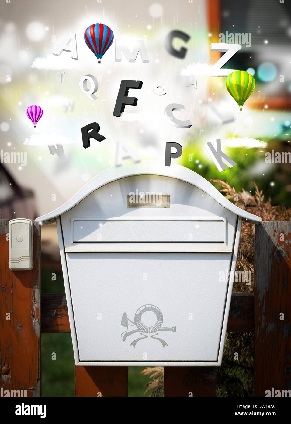 Post box with colorful letters Stock Photo - Alamy