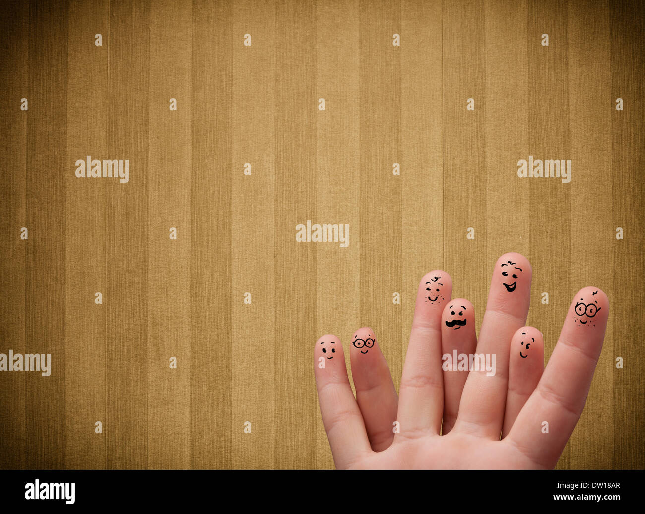 Happy finger smileys with vintage stripe wallpaper background Stock ...