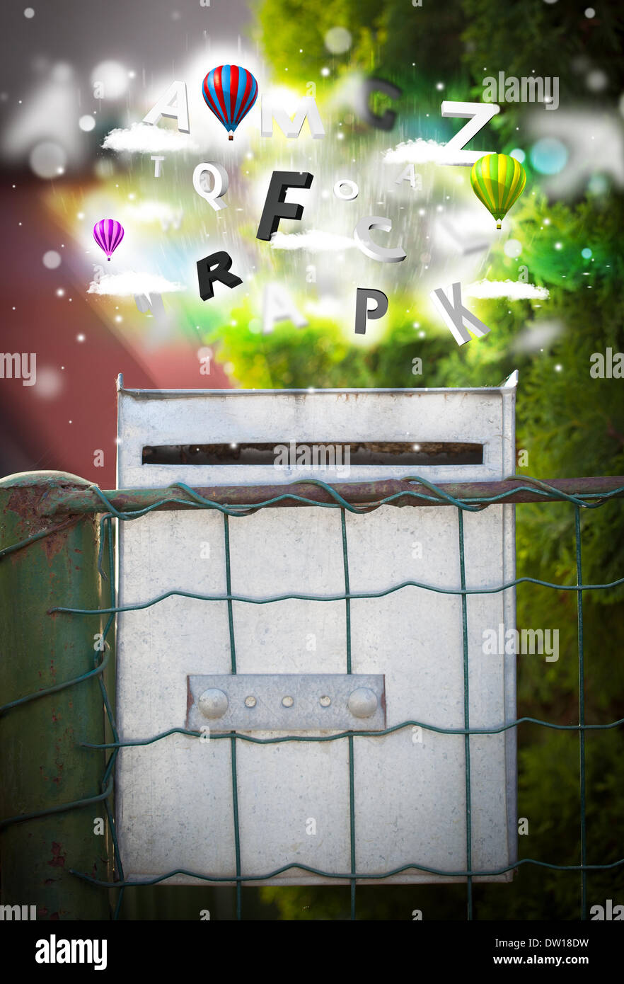 Post box with colorful letters Stock Photo - Alamy