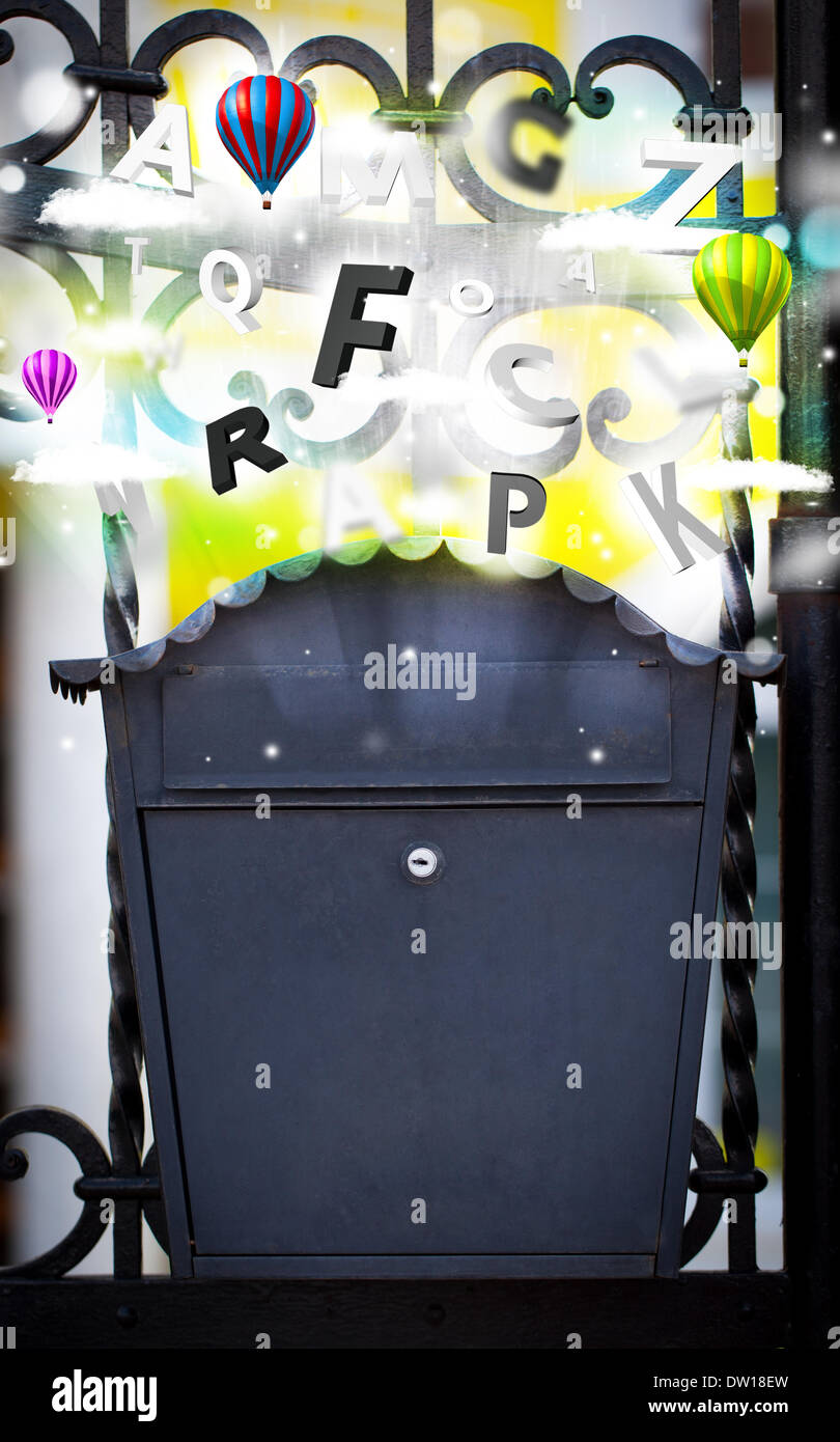 Post box with colorful letters Stock Photo - Alamy