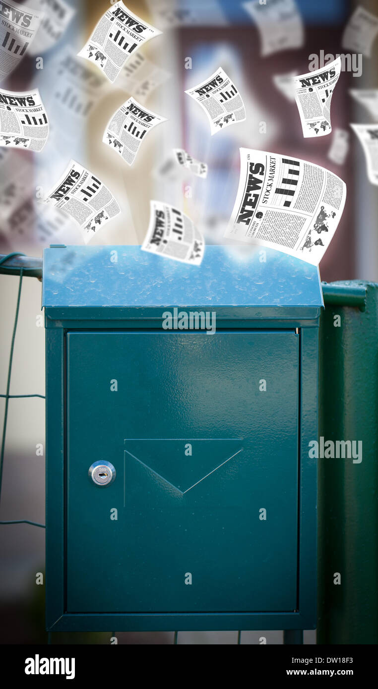 Post box with daily newspapers flying Stock Photo - Alamy