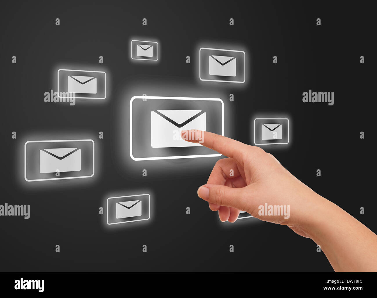 hand pressing e-mail icon Stock Photo - Alamy