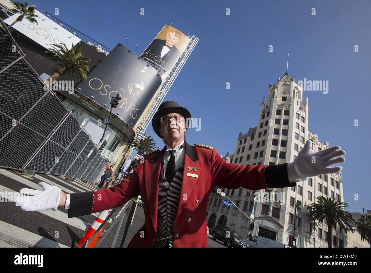Los Angeles, California, USA. 25th Feb, 2014. Greeter Gregg Donovan ...