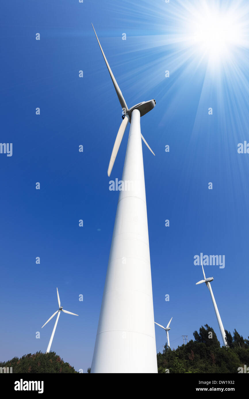 wind power against a blue sky Stock Photo - Alamy