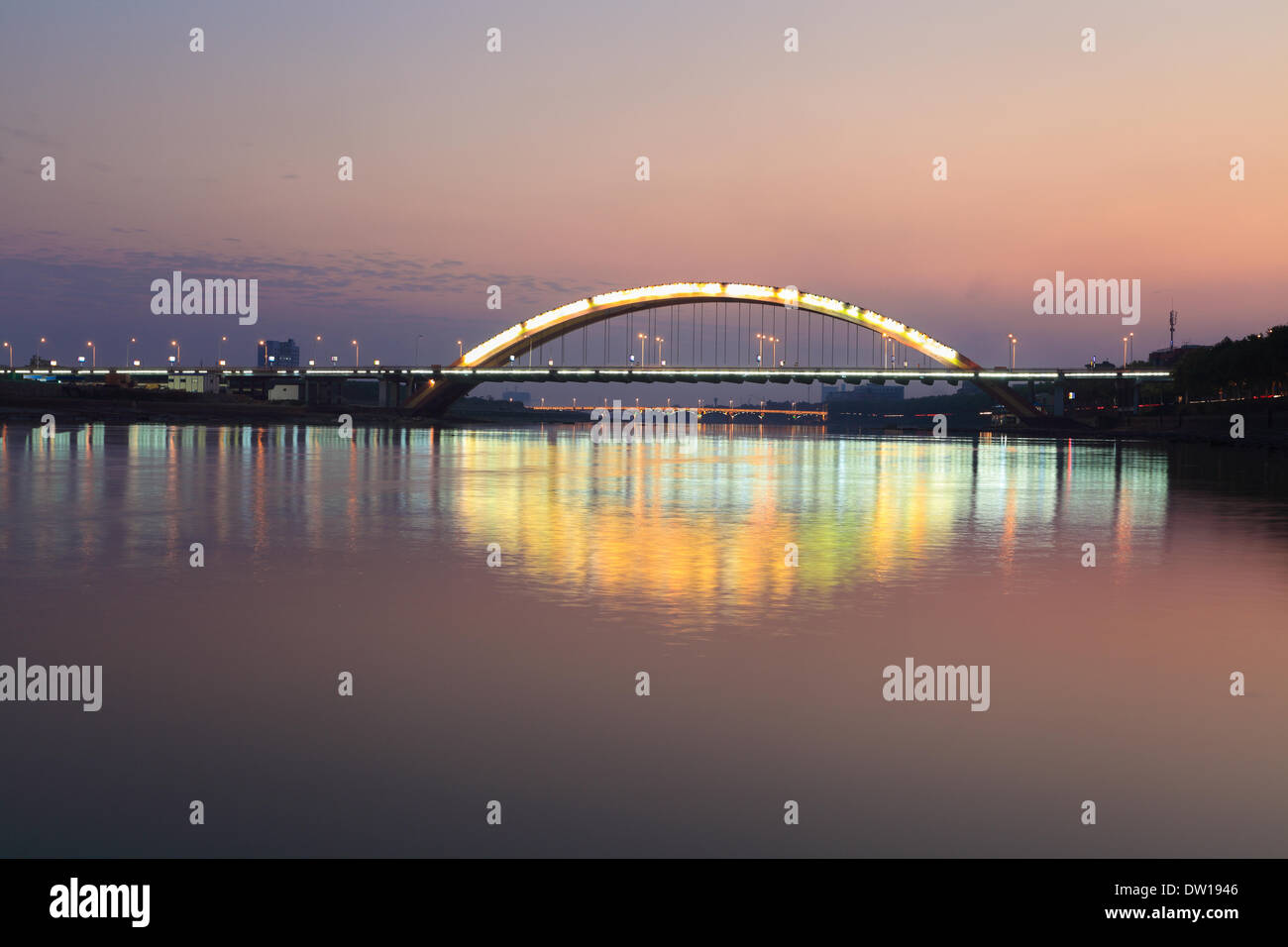 highway arch bridge at sunset Stock Photo - Alamy