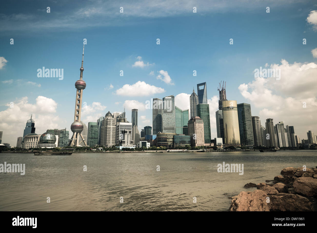 shanghai scenery in the bund riverside Stock Photo - Alamy