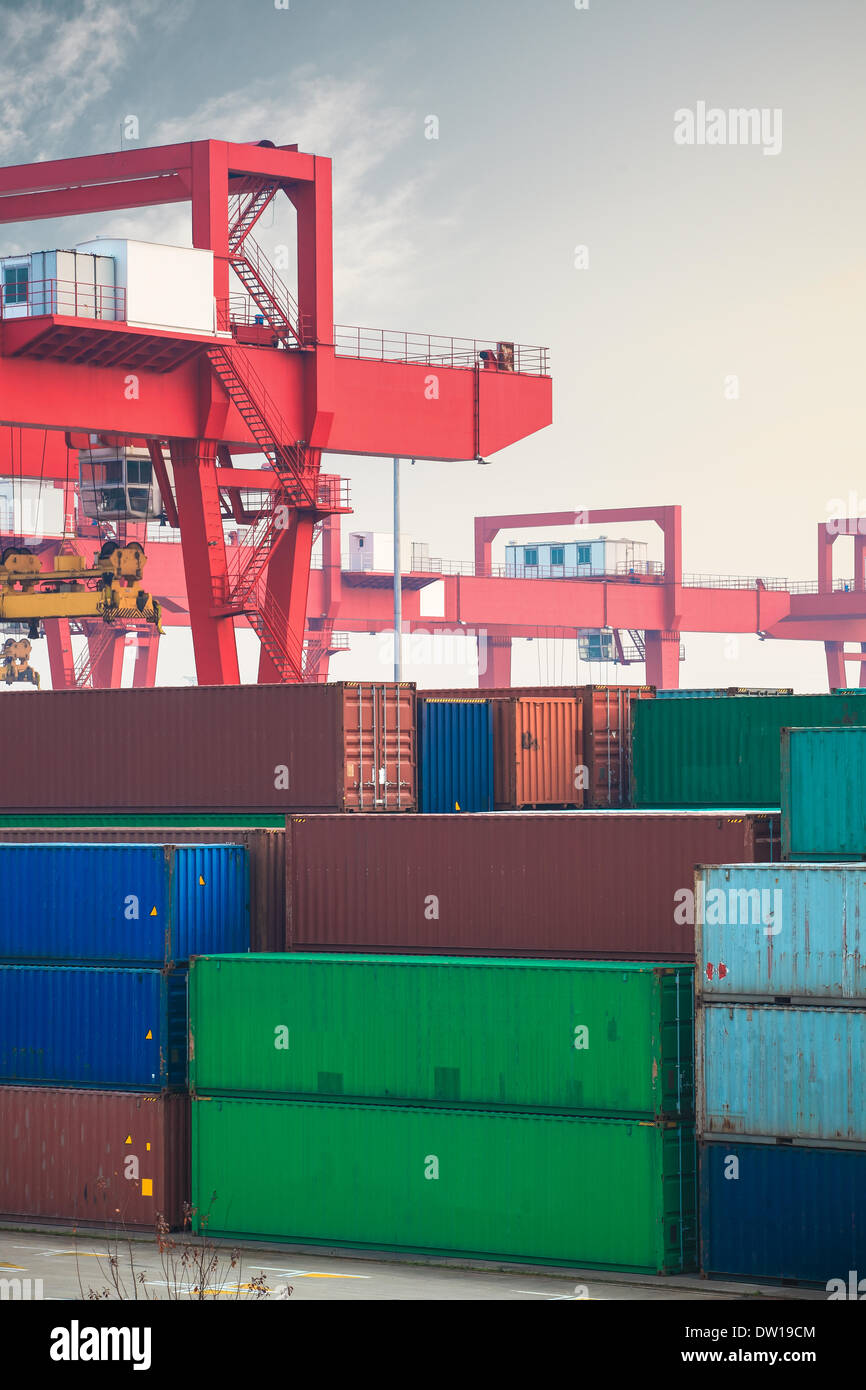 container terminal and crane Stock Photo - Alamy