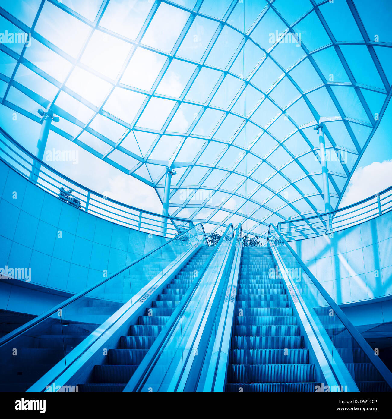 escalator and glass dome Stock Photo - Alamy