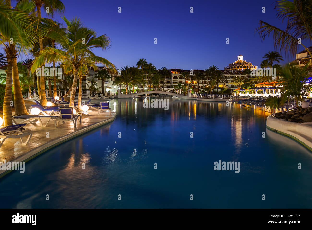 Swimming pool at night Stock Photo - Alamy