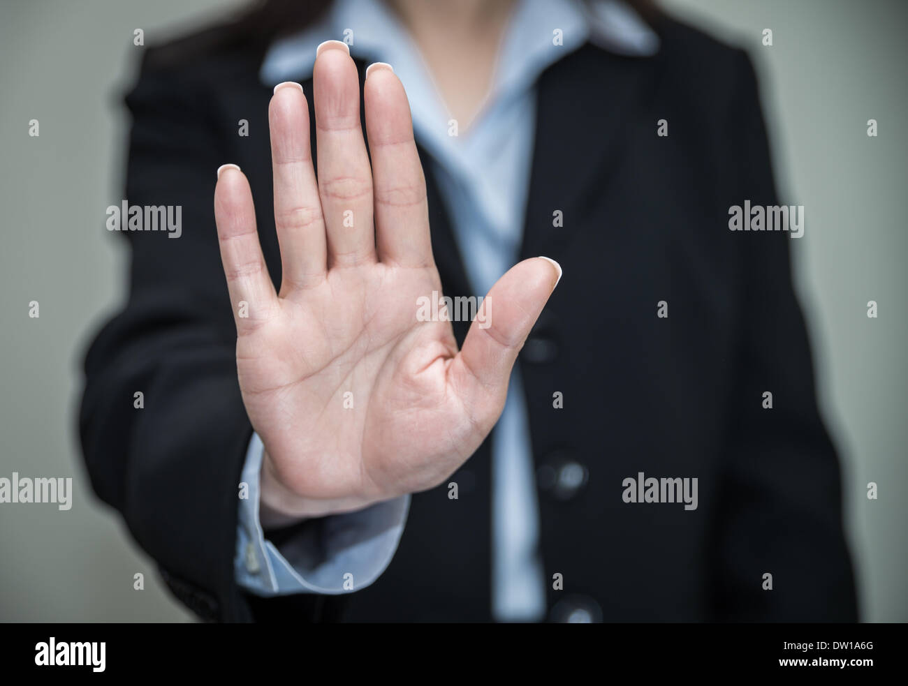 Woman waving blue hand hi-res stock photography and images - Alamy