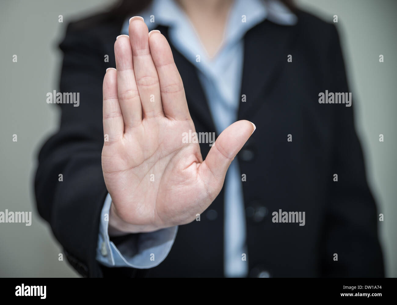 Woman waving blue hand hi-res stock photography and images - Alamy