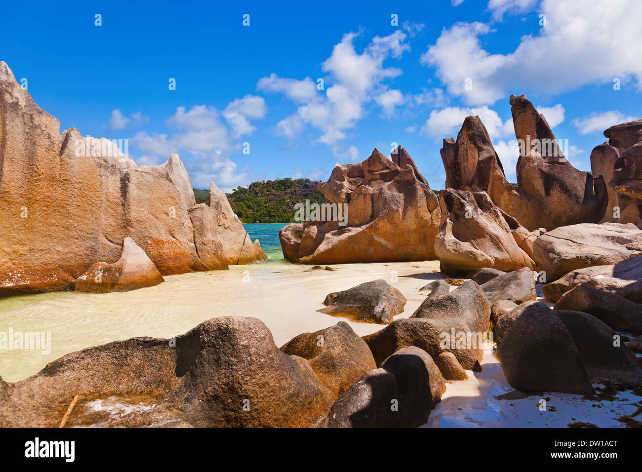 Tropical island Curieuse at Seychelles Stock Photo - Alamy