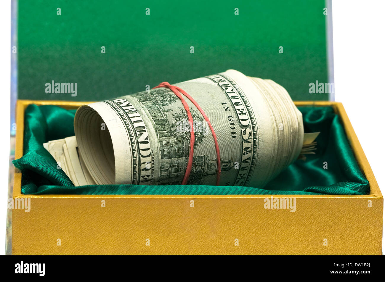 Many money in green box Stock Photo - Alamy