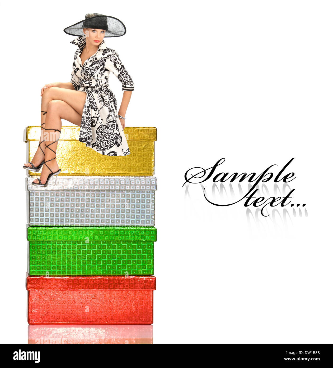 Beautiful woman party winter Cut Out Stock Images & Pictures - Alamy