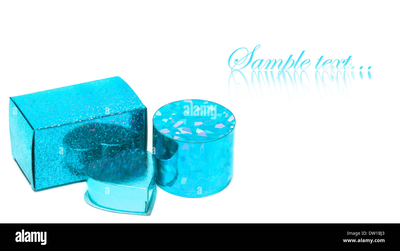 blue gift boxes isolated on white background Stock Photo - Alamy