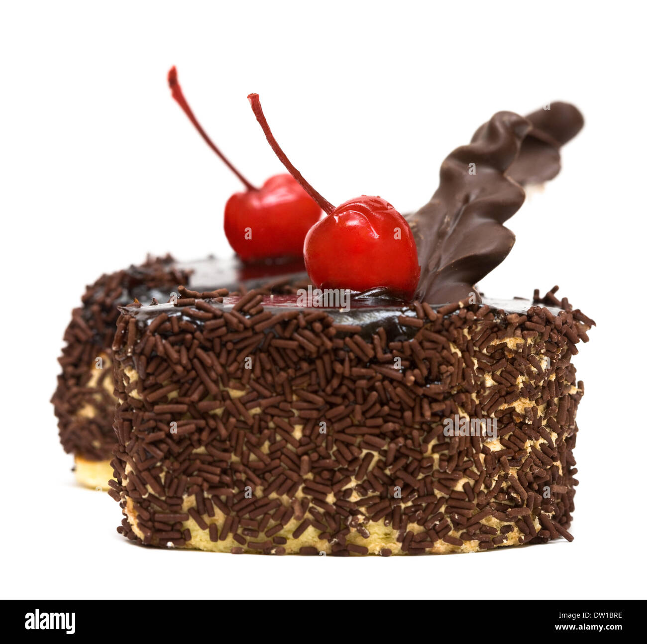 chocolate cakes with red cherry Stock Photo - Alamy