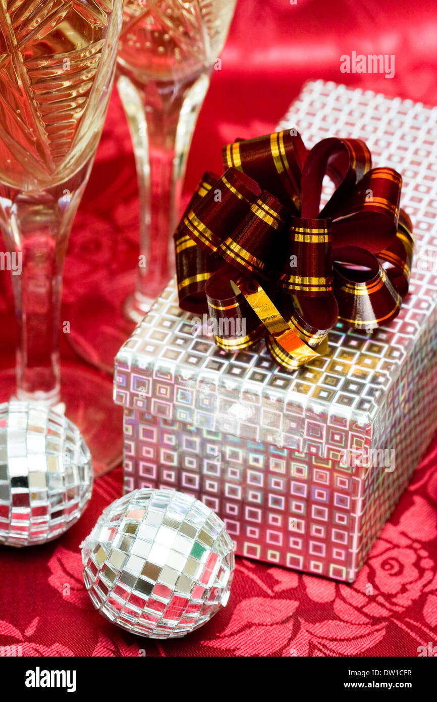 silver gift box with glass Stock Photo - Alamy