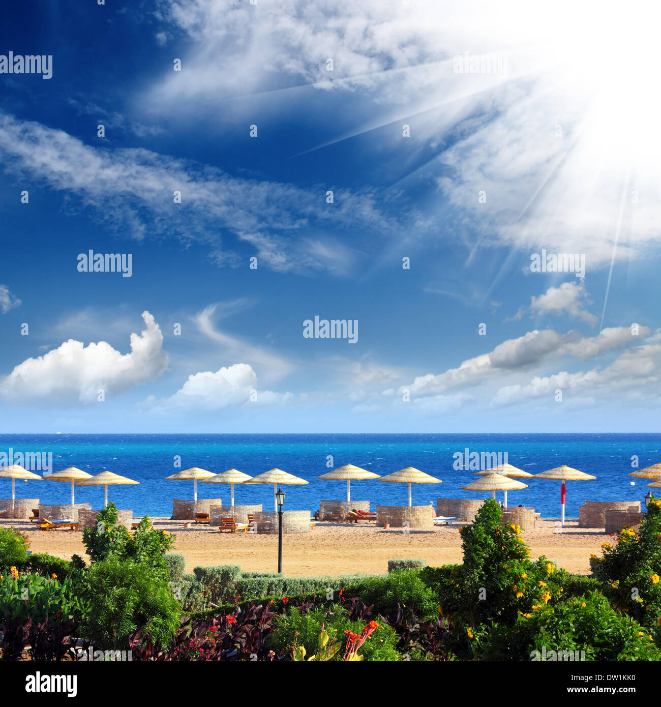 tropical beach resort Stock Photo - Alamy