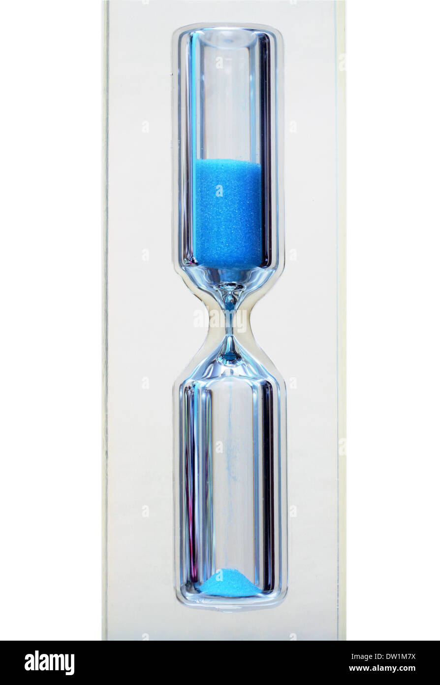 sand-glass with blue sand Stock Photo - Alamy