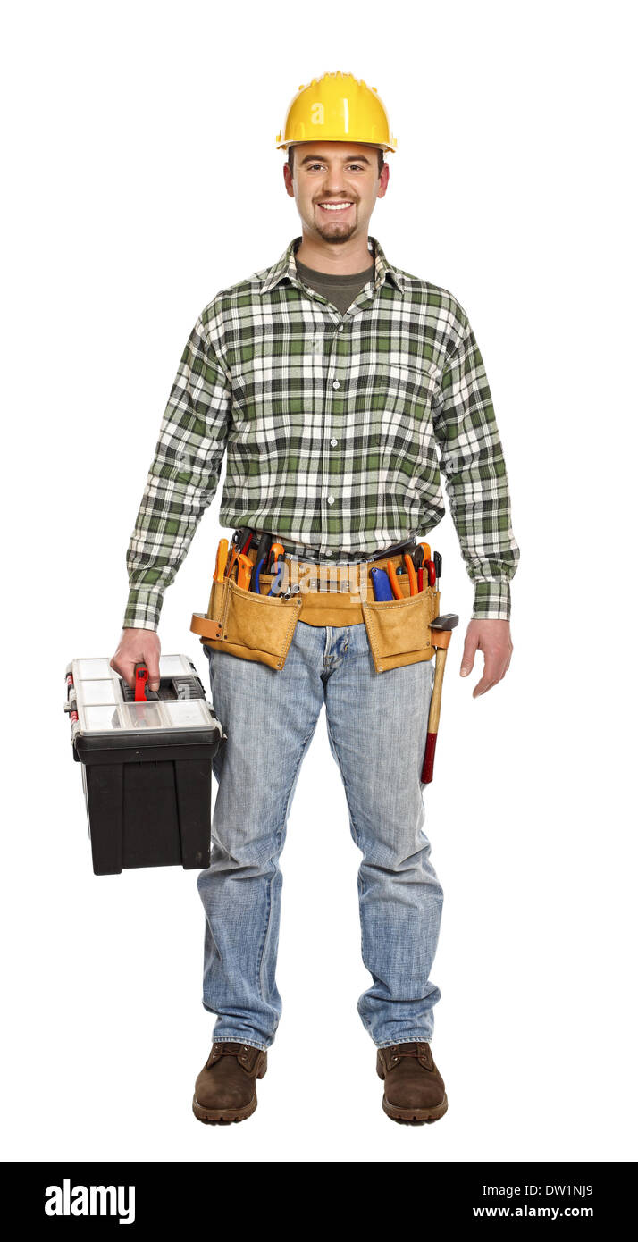 standing handyman with toolbox Stock Photo - Alamy