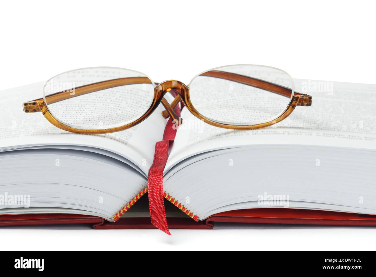 Reading Glasses And Book On White Background Stock Photo - Alamy