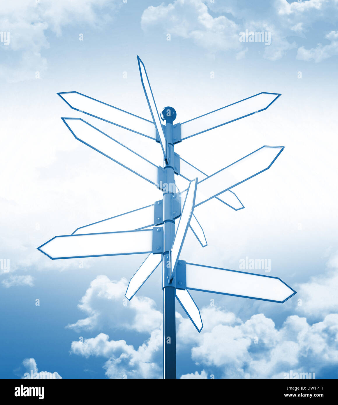 blank directions sign and sky Stock Photo - Alamy