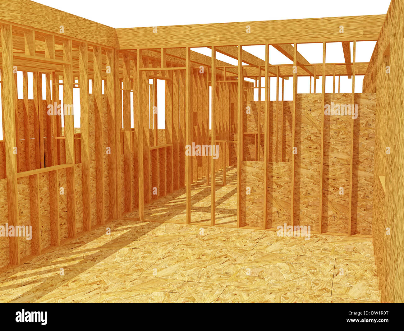 3d wood house structure Stock Photo - Alamy