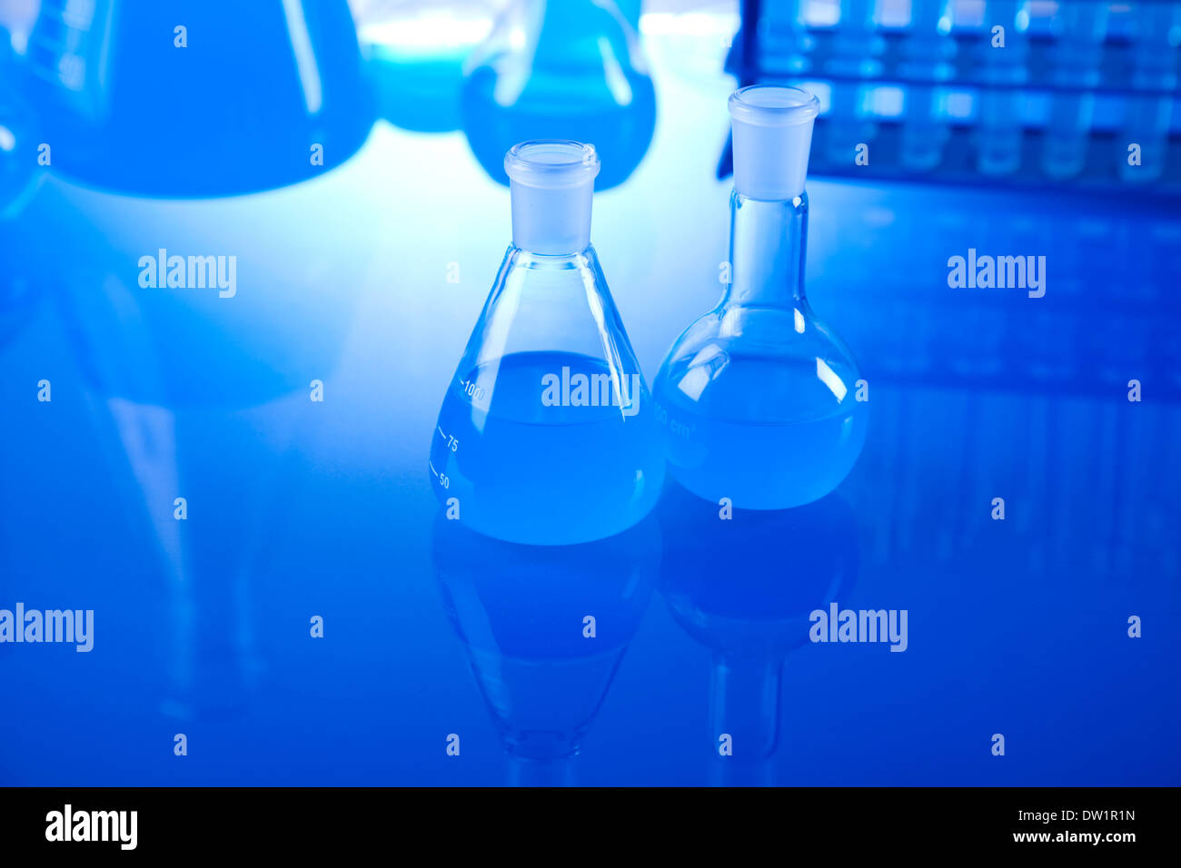 Laboratory glass, Chemistry science formula Stock Photo - Alamy
