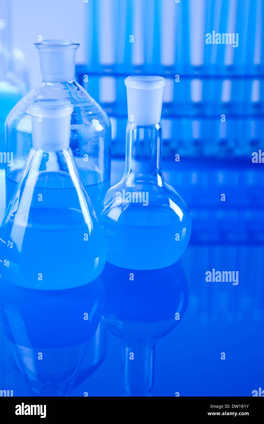 Laboratory glass, Chemistry science formula Stock Photo - Alamy