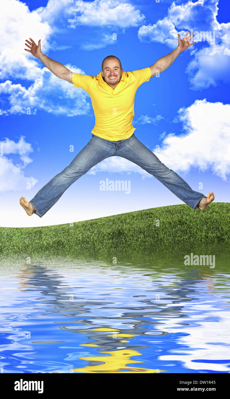 jump man in nature Stock Photo - Alamy