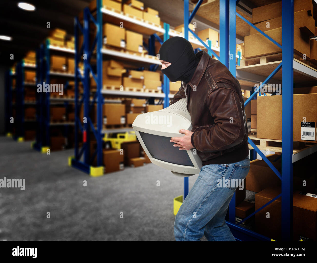 thief in warehouse Stock Photo - Alamy