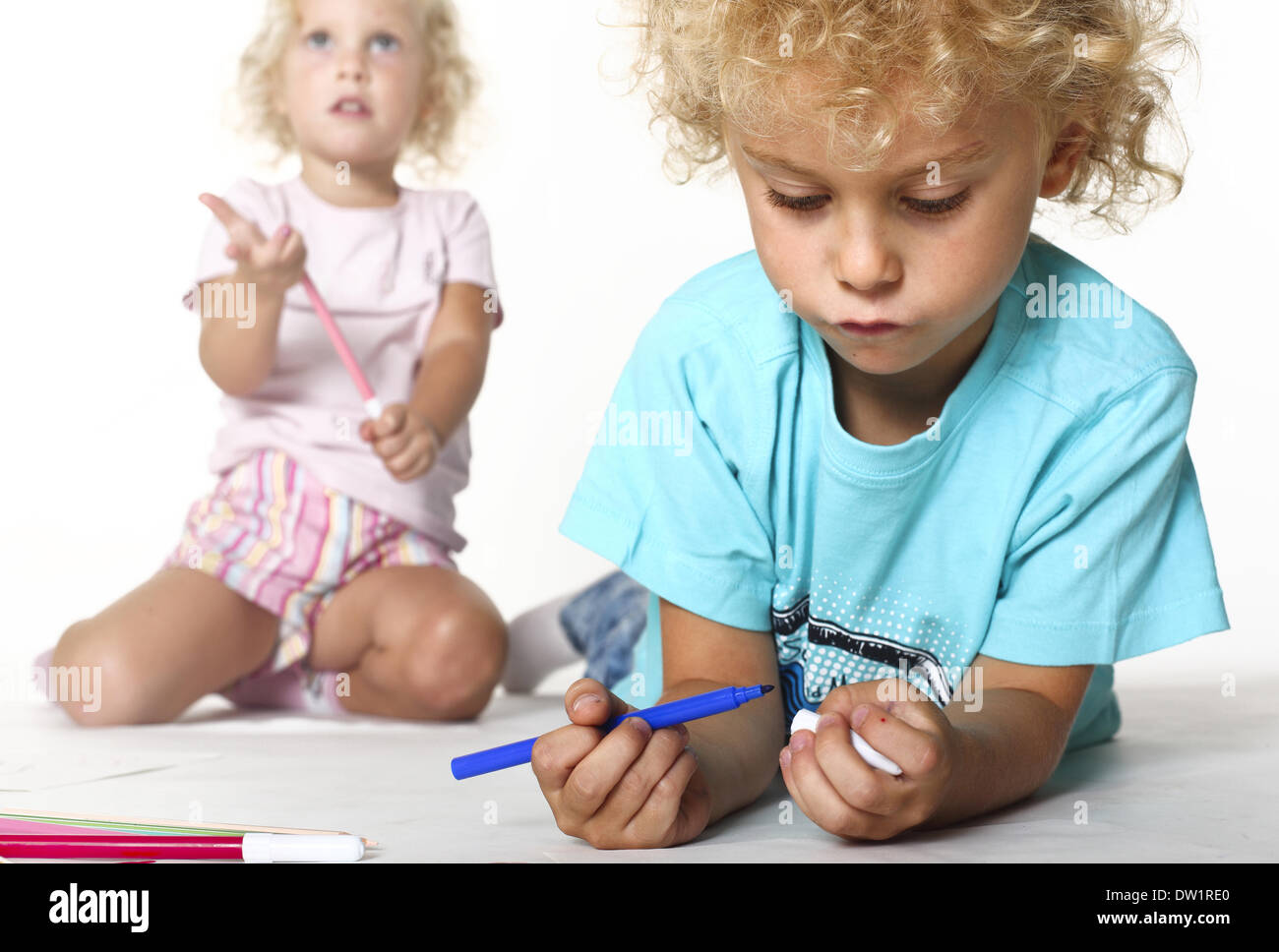 kids play with colors Stock Photo - Alamy