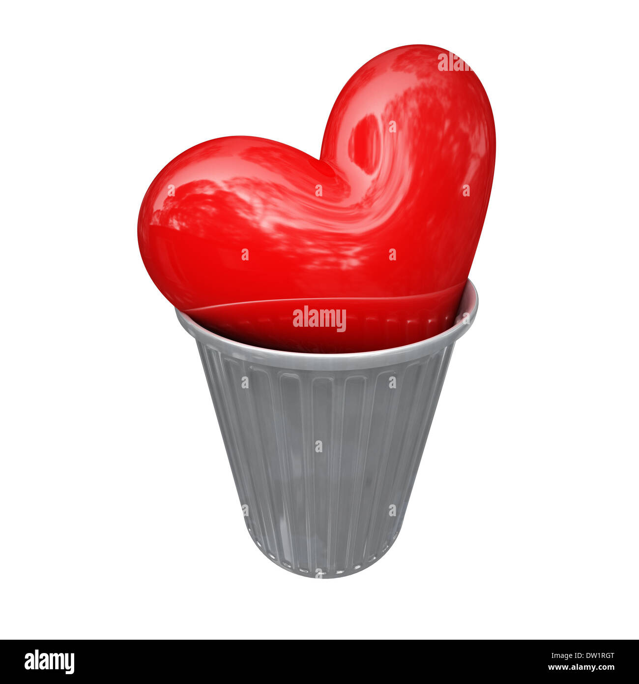 red heart in trash can Stock Photo - Alamy