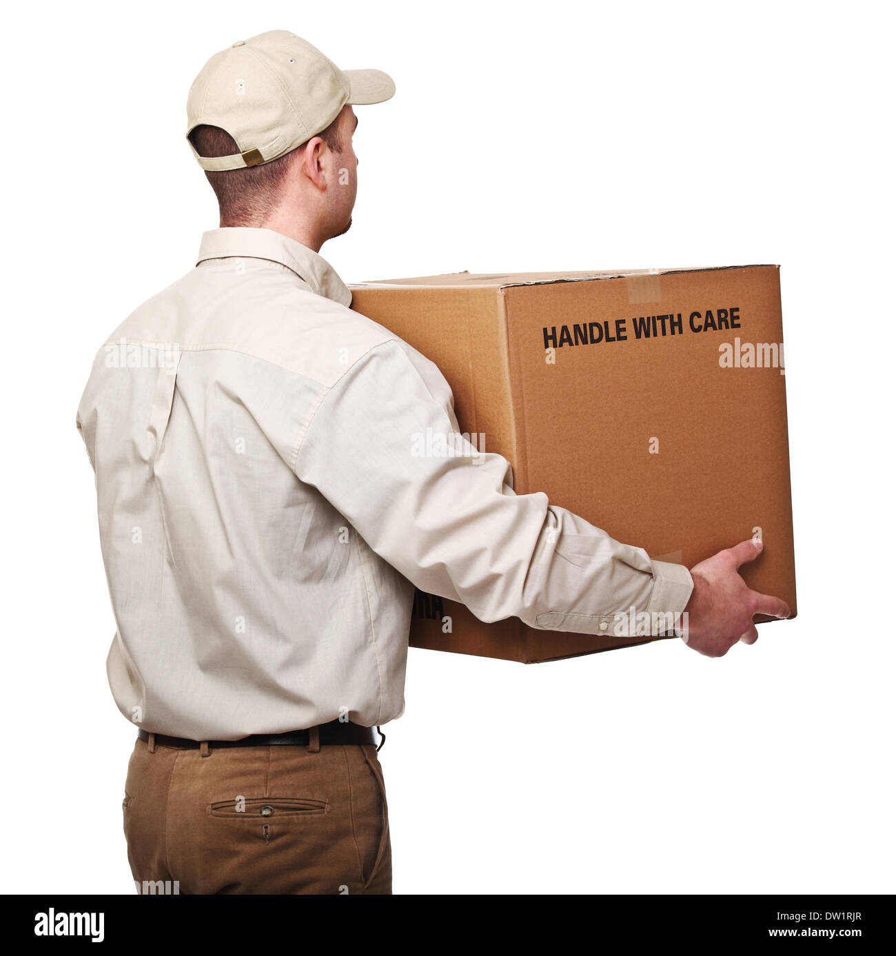 Delivery man rear view Cut Out Stock Images & Pictures - Alamy