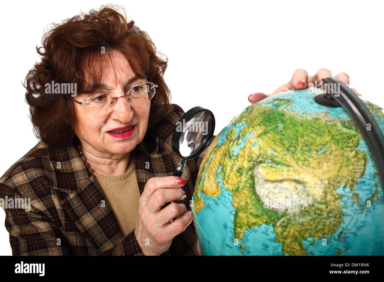 teacher and world map Stock Photo - Alamy