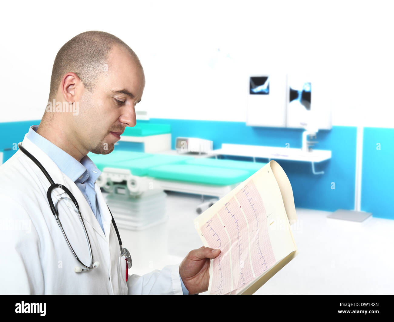 doctor check electrocardiography result Stock Photo - Alamy