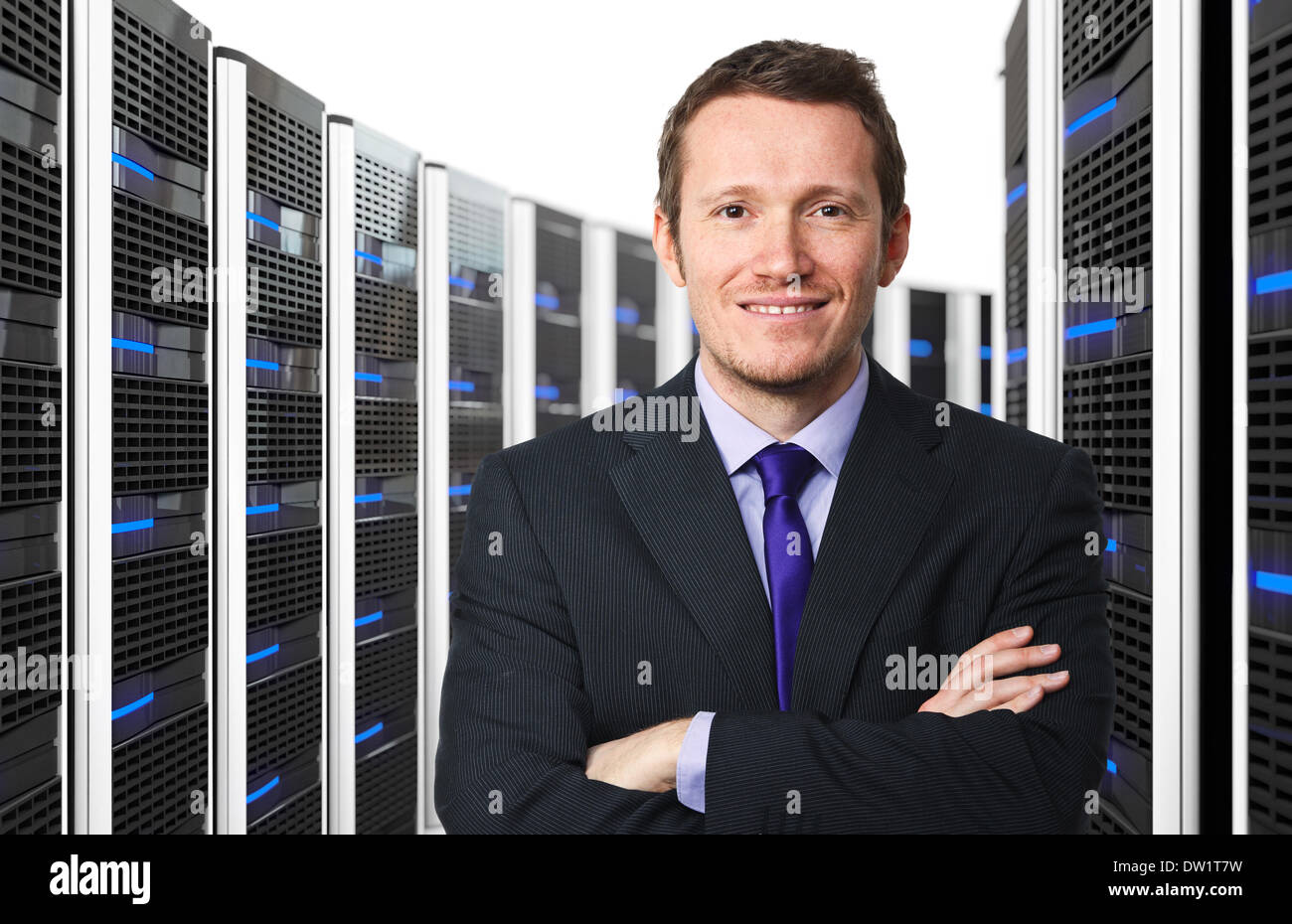 server 3d and worker Stock Photo - Alamy