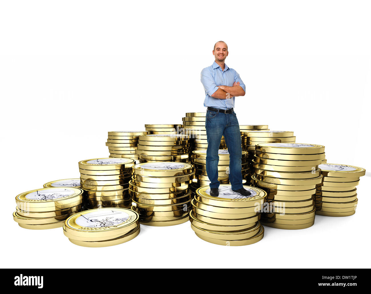 confident man on money coin Stock Photo - Alamy
