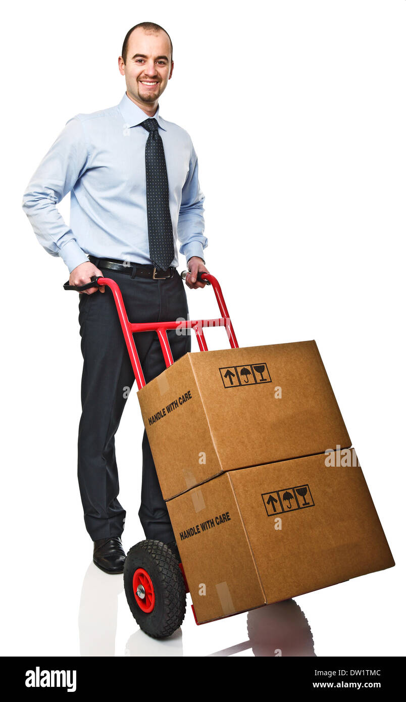 man with handtruck Stock Photo - Alamy