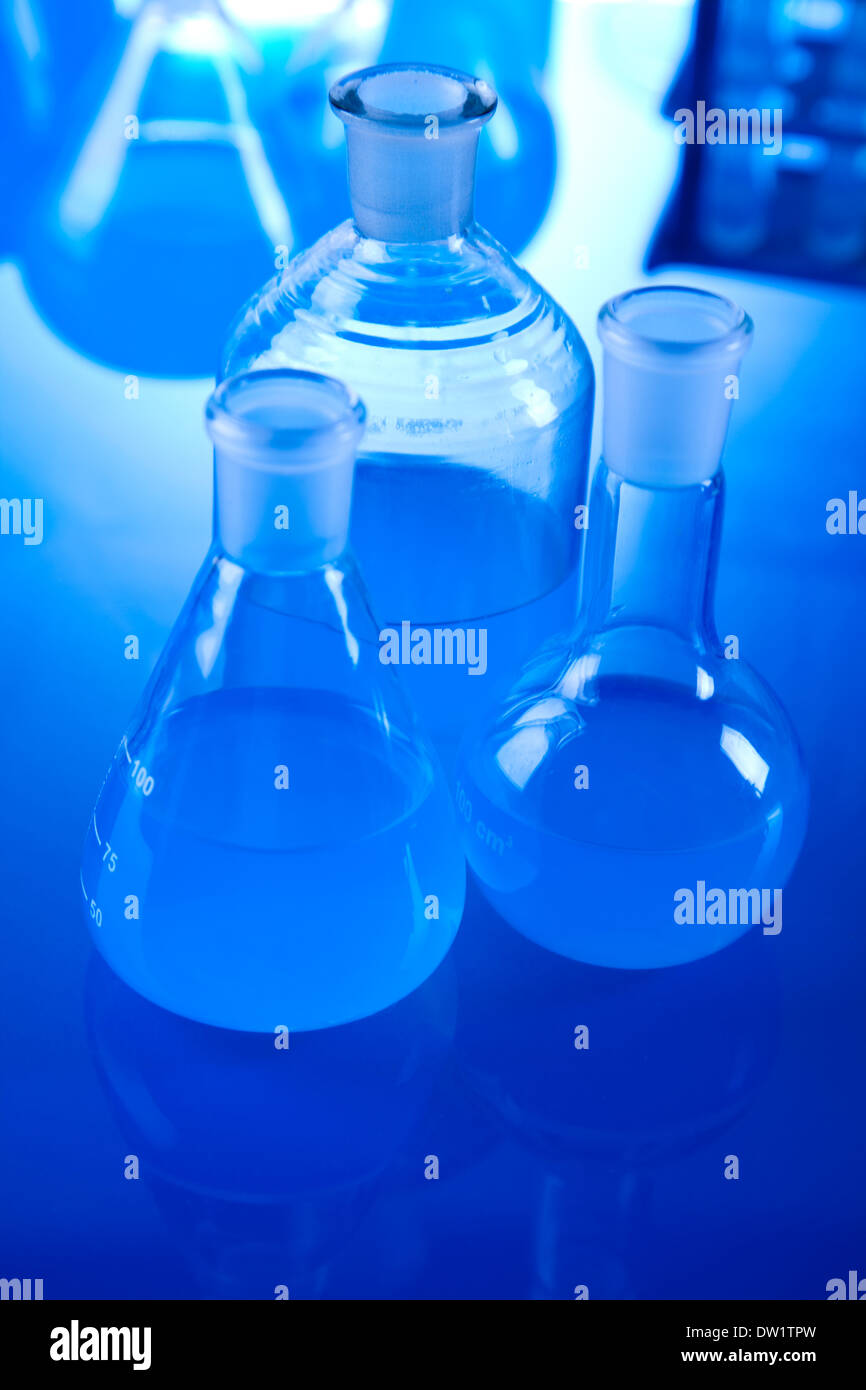 Laboratory glass, Chemistry science formula Stock Photo - Alamy