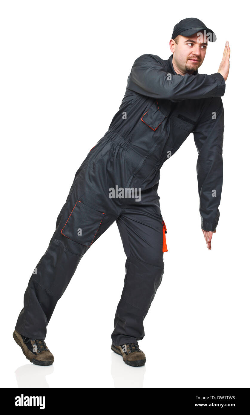 manual worker push position Stock Photo - Alamy