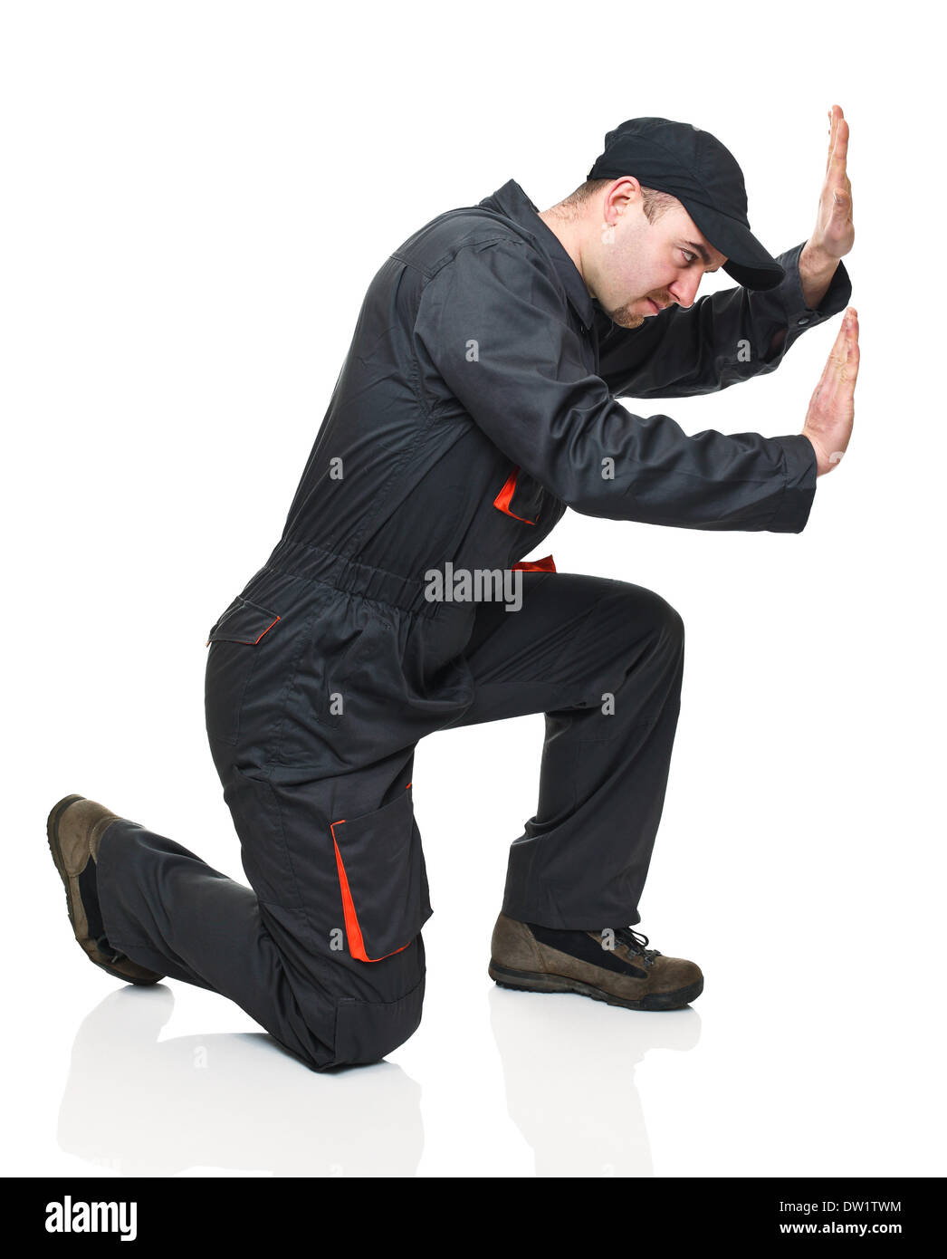 manual worker push position Stock Photo - Alamy