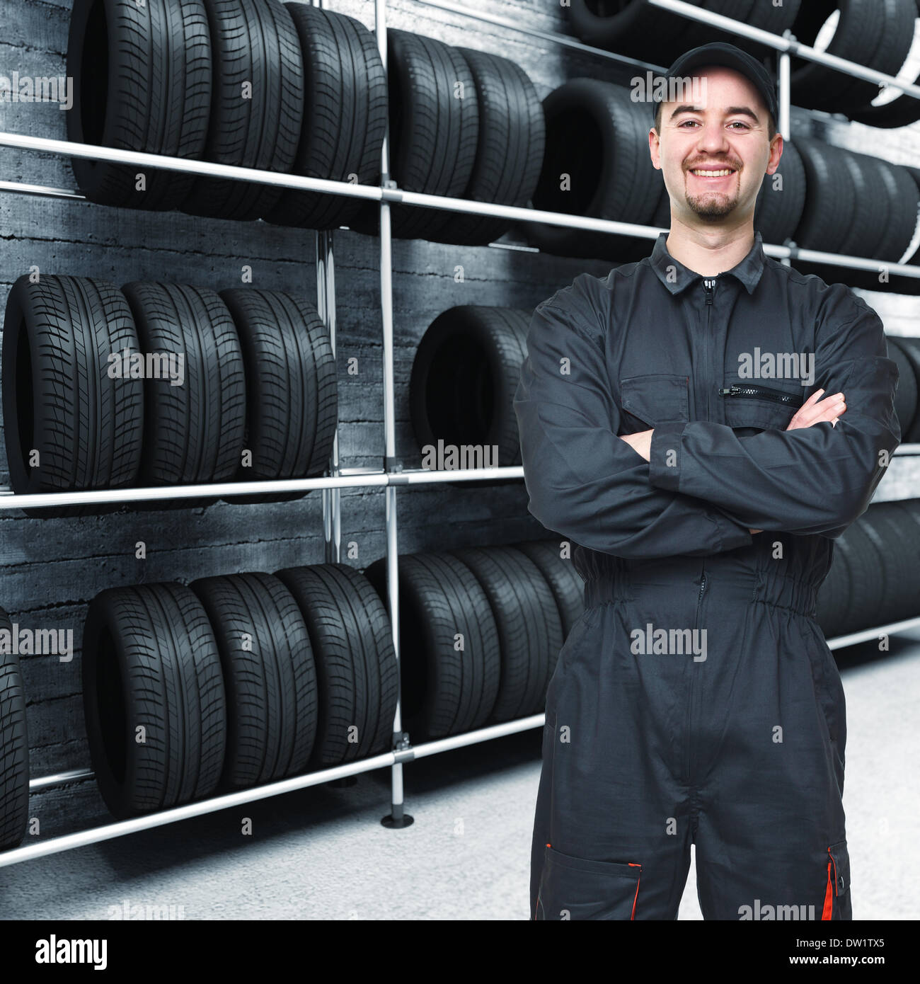 mechanic and garage background Stock Photo - Alamy